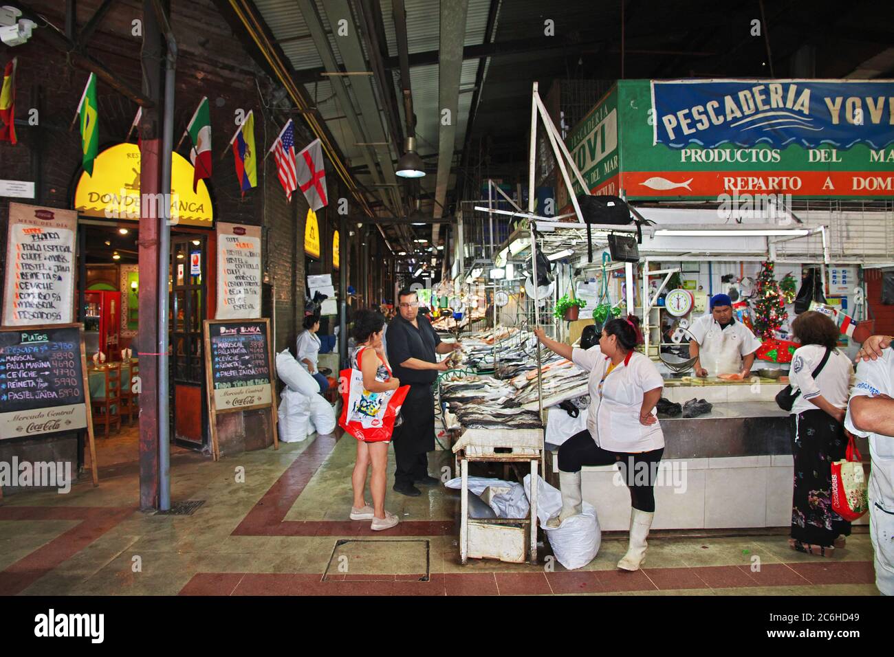 Fish in Mercado Central, Central market in Santiago, Chile Stock Photo ...