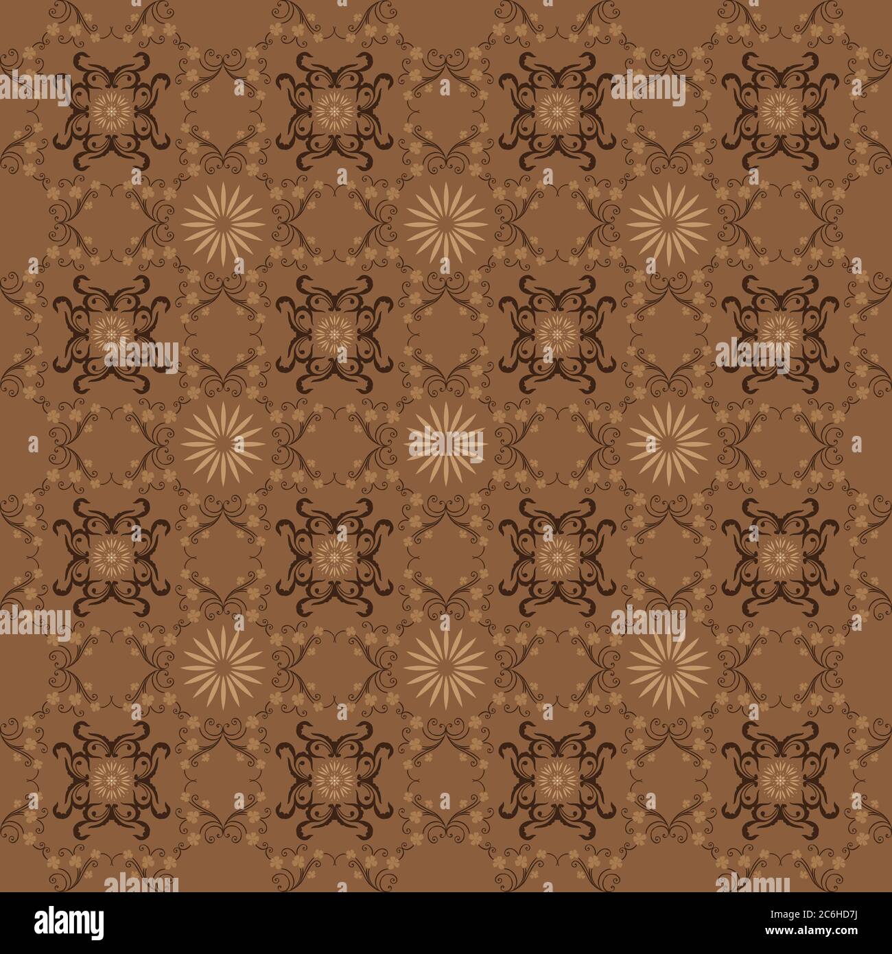 Simple flower pattern on batik Jogja design with soft brown color Stock ...