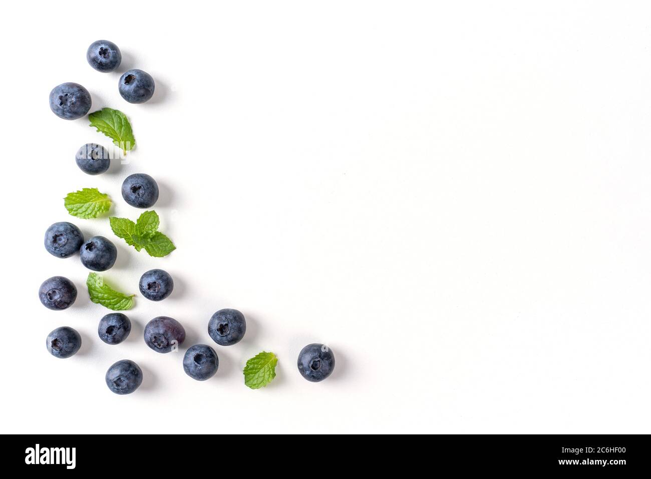 Blueberry fruit top view isolated on a white background, flat lay ...