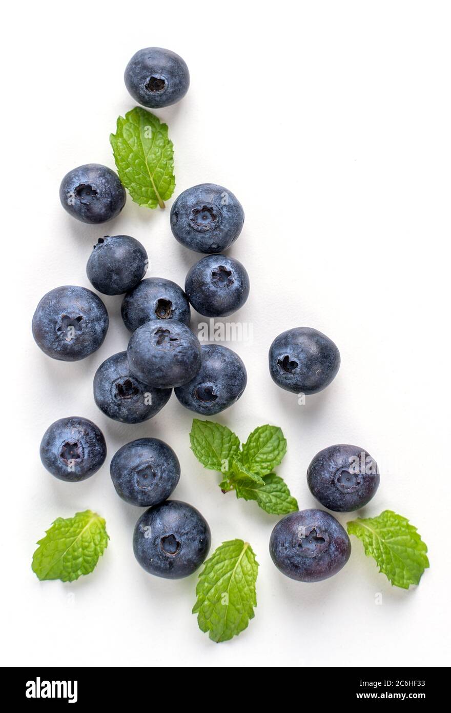 Blueberry fruit top view isolated on a white background, flat lay ...
