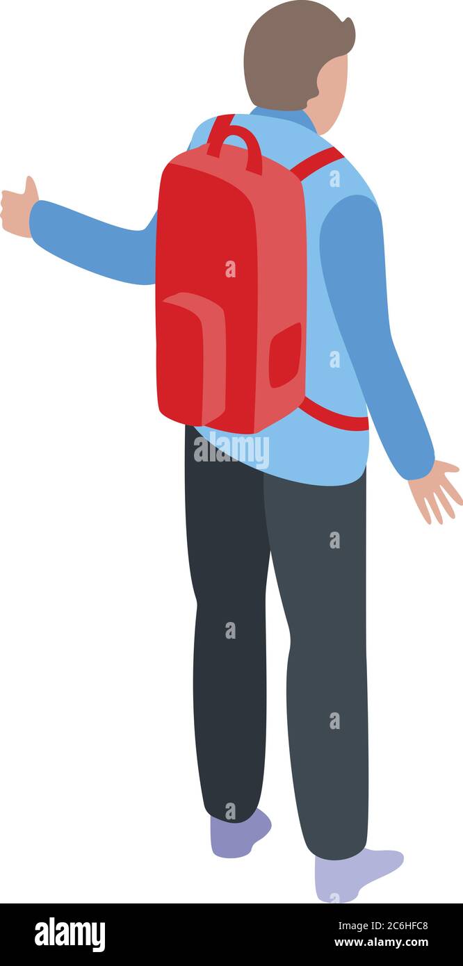Student hitchhiking icon, isometric style Stock Vector Image & Art - Alamy
