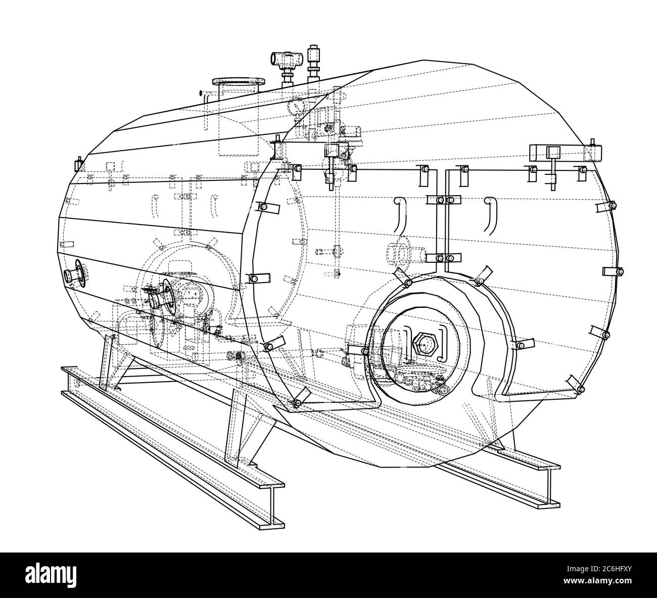 Industrial boiler outline. 3D illustration Stock Photo - Alamy
