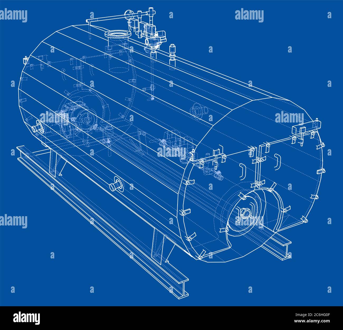 Industrial boiler outline. 3D illustration Stock Photo - Alamy