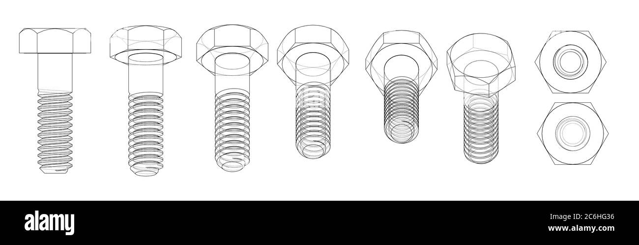 Sketch of Bolts Set Stock Photo - Alamy