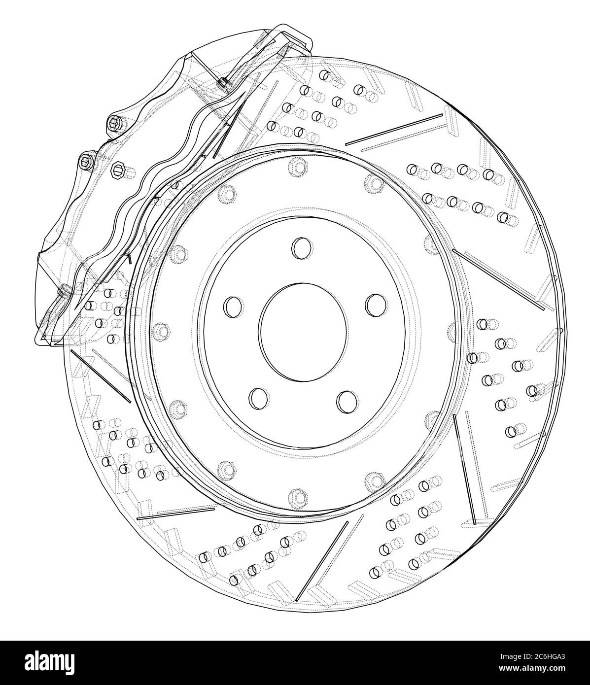 Brake disc outline. 3D illustration Stock Photo - Alamy