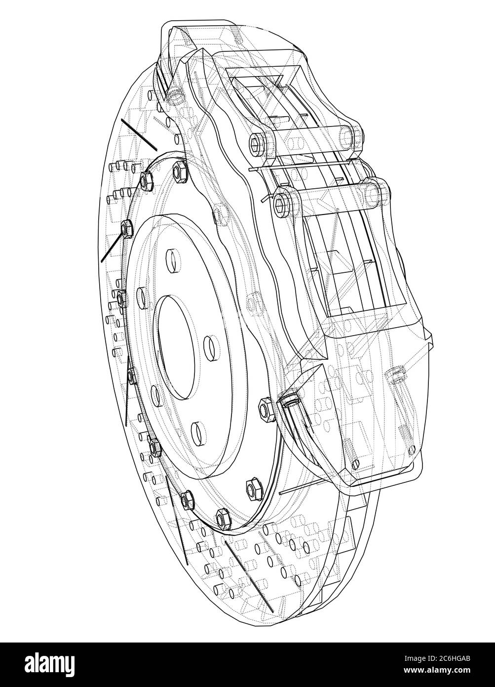 Brake disc outline. 3D illustration Stock Photo - Alamy