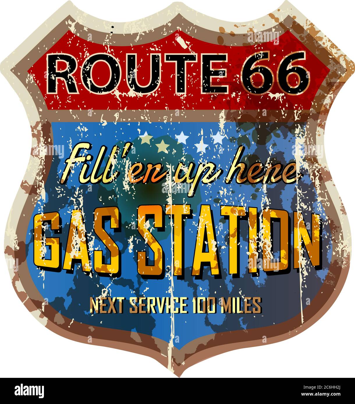 vintage route 66 gas sation sign, retro style vector illustration ...