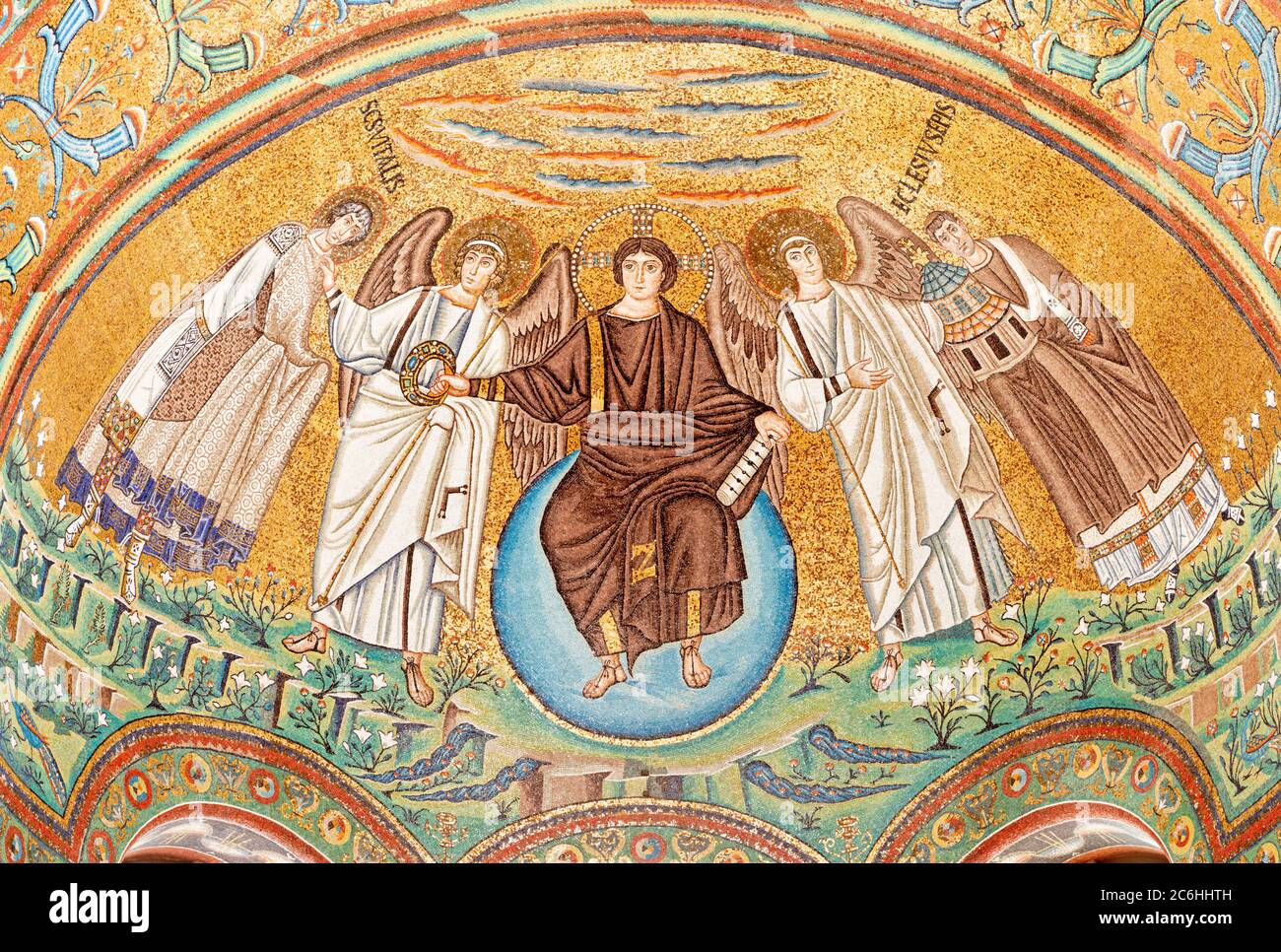 RAVENNA, ITALY - JANUARY 28, 2020: The mosaic of Jesus Christ the ...