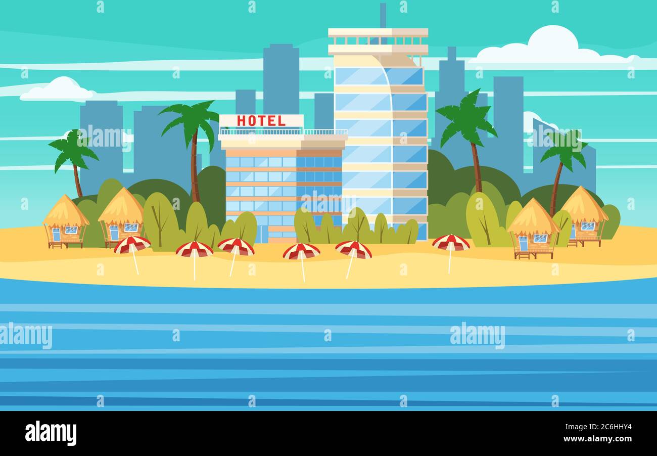 Tropical island, building hotels, vacation, travel, relax, seascape ...