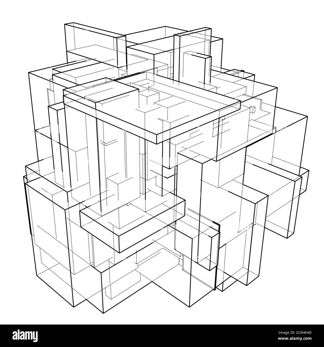 Wireframe Boxes. Sketch style Stock Photo - Alamy