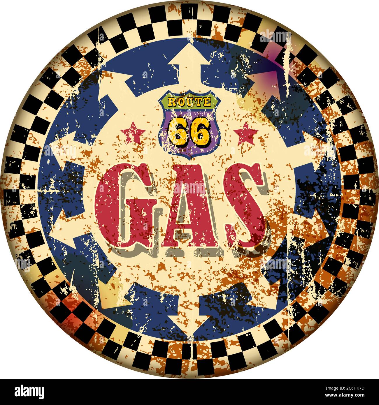 vintage route 66 gas sation sign, retro style vector illustration ...