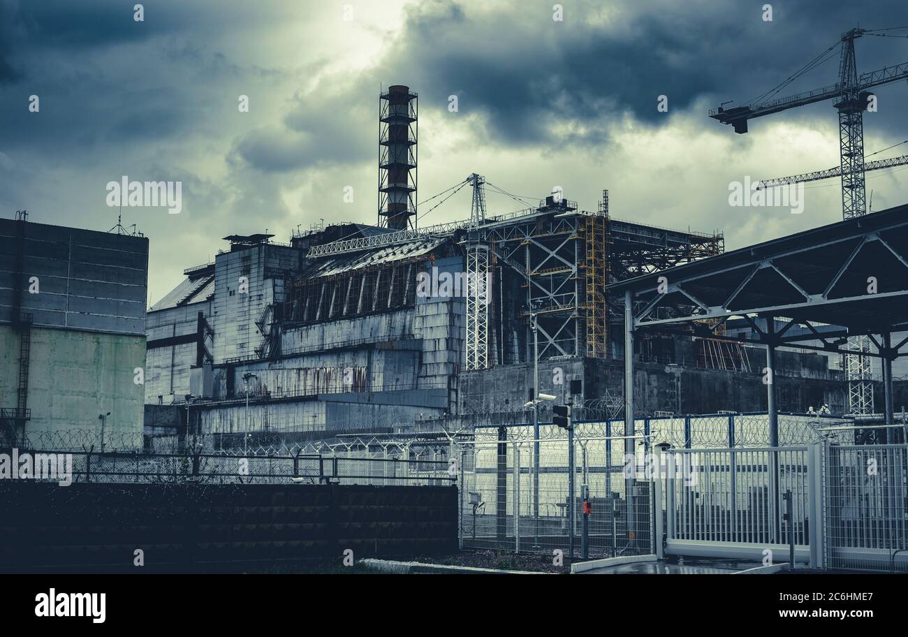 Exploding fourth reactor of the Chernobyl Nuclear Power Plant Stock ...