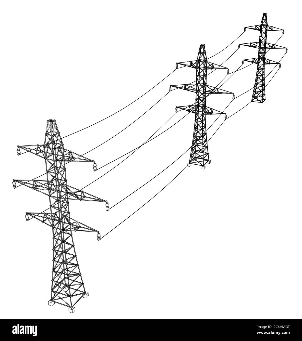 Electric pylons or electric towers concept Stock Photo - Alamy