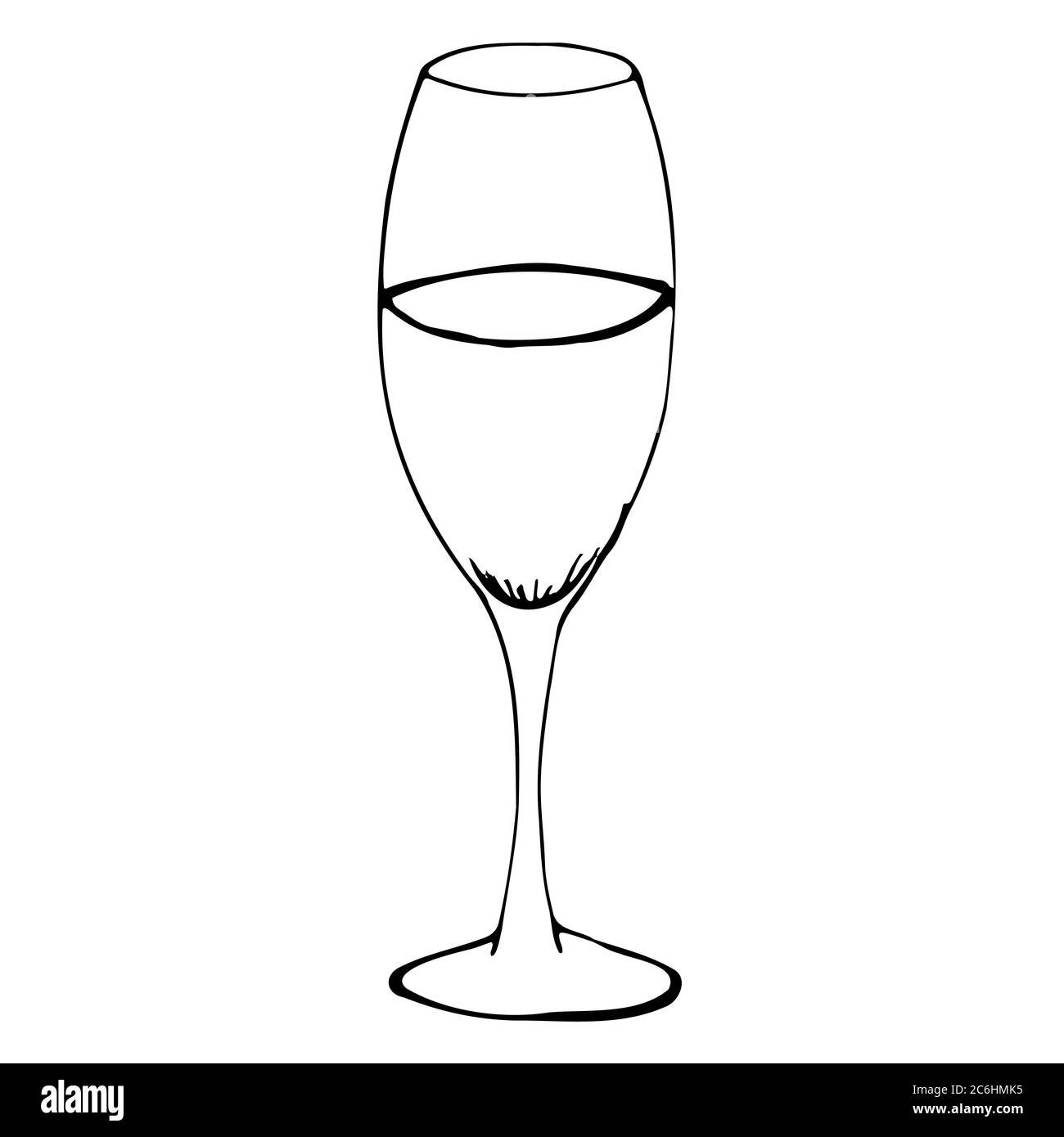Hand drawn doodle glass. Contour sketch. Vector transparent ...