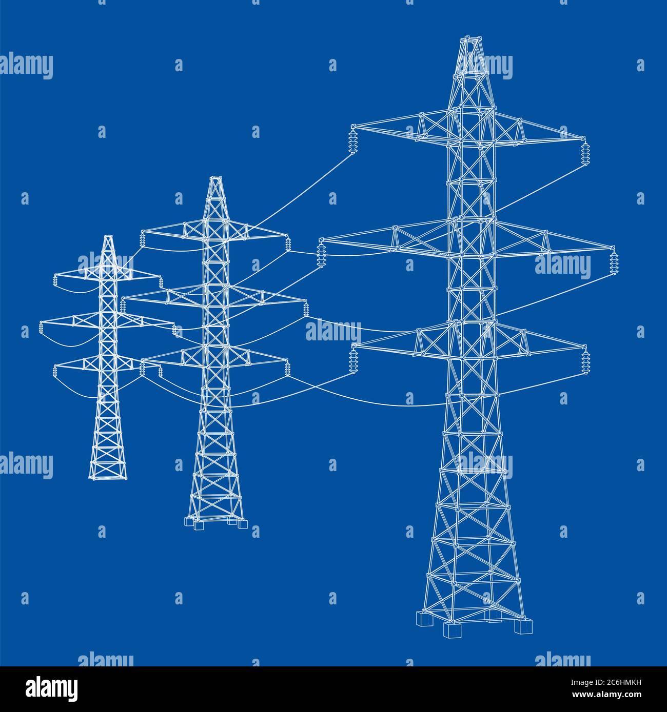 Electric pylons or electric towers concept Stock Photo - Alamy