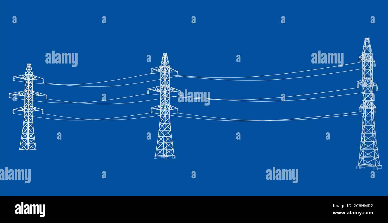 Electric pylons or electric towers concept Stock Photo - Alamy