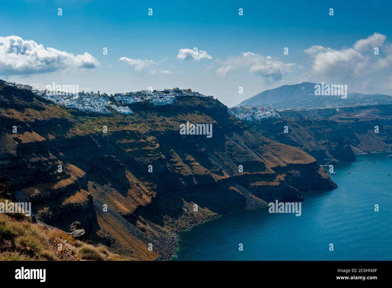 Santorini Greece,Greek islands,Cyclades. A view of the caldera cliffs ...
