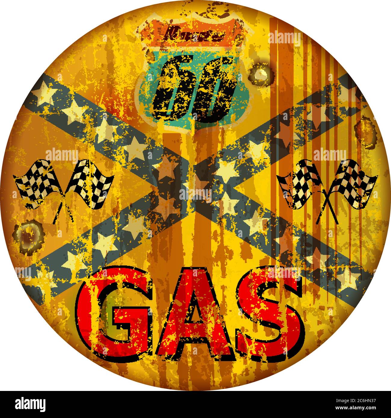 vintage route 66 gas sation sign, retro style vector illustration ...