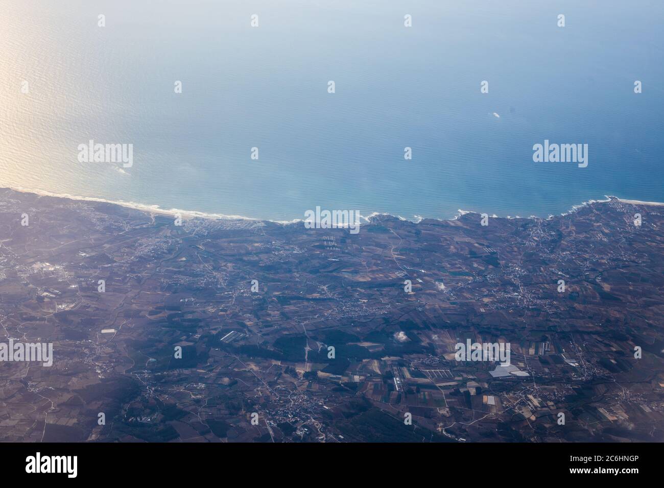 Aerial View of Portugal. View from the porthole Stock Photo - Alamy