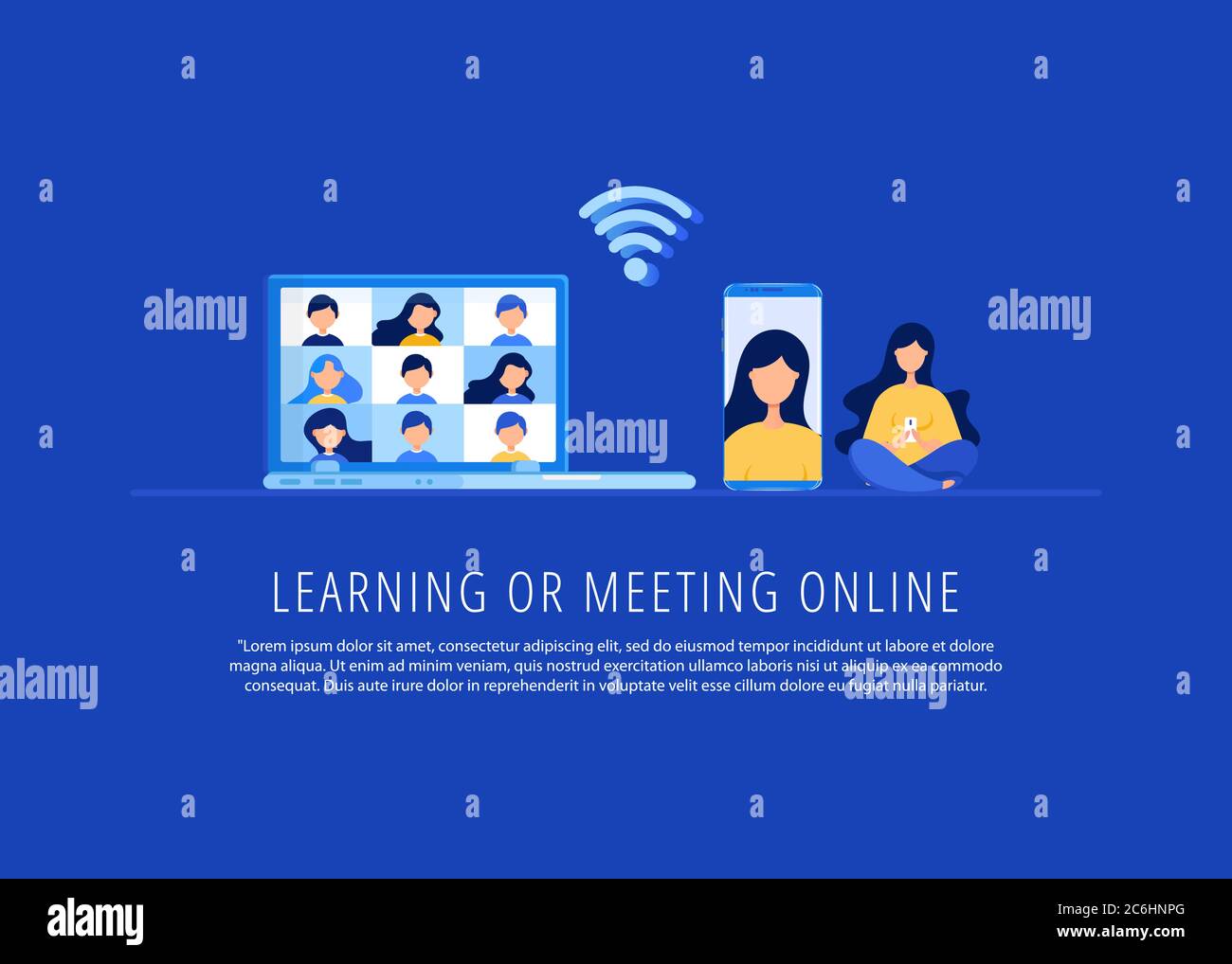 Study work remotely online Stock Vector Images - Alamy