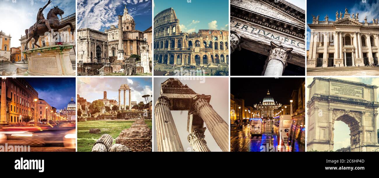 Collage of sights of Rome, Italy Stock Photo - Alamy