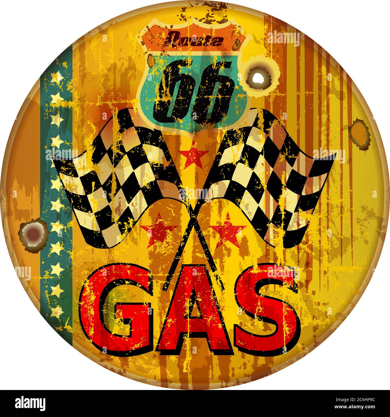 vintage route 66 gas sation sign, retro style vector illustration ...