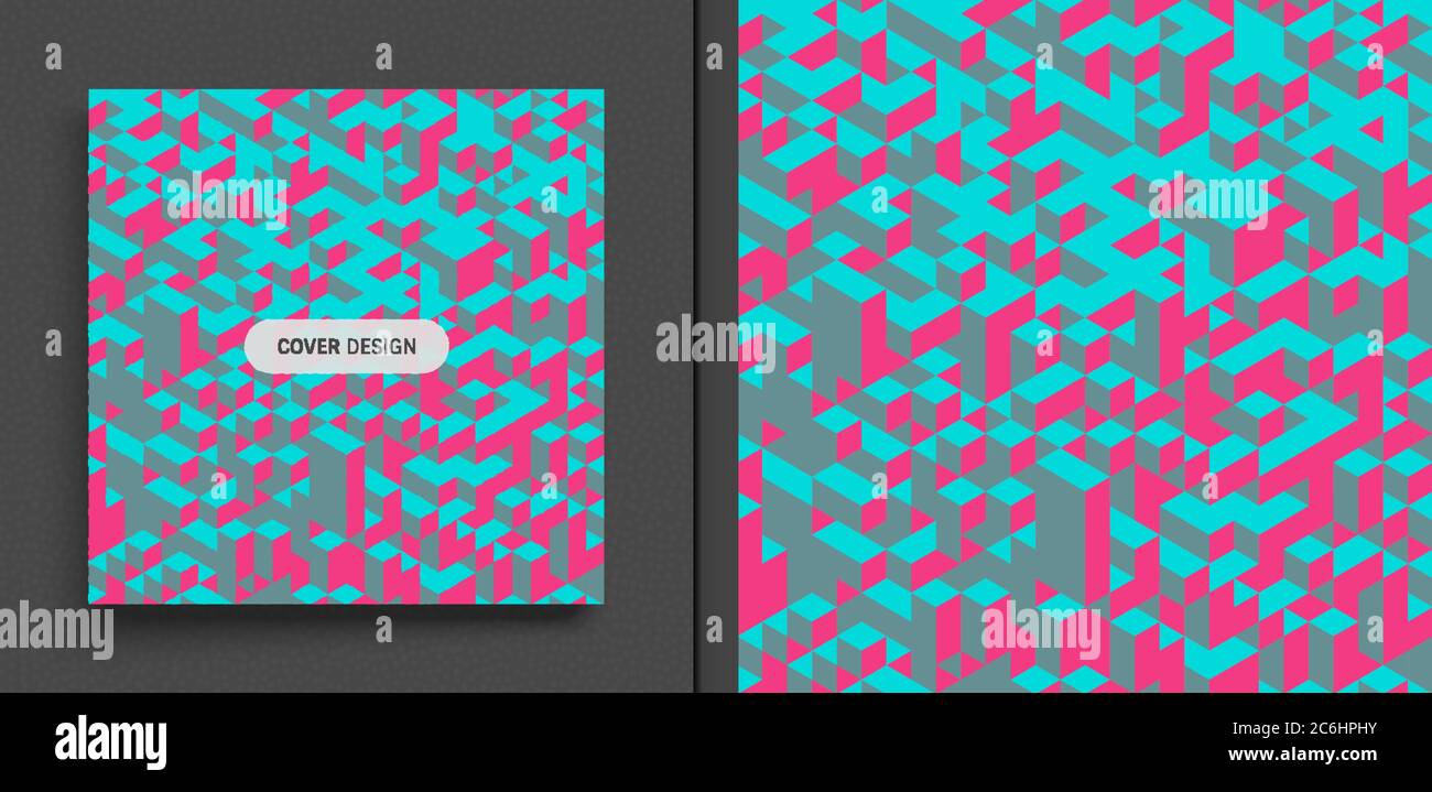 Cover design template. 3d blocks structure background. Vector ...