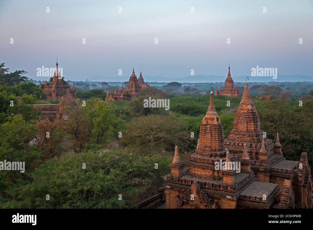 Beautiful old temples cover the landscape in Bagan, Myanmar Stock Photo ...
