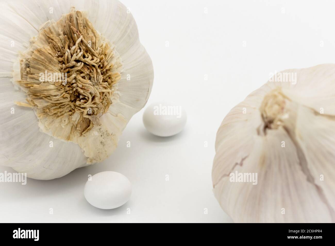 Close-up of mock-up Garlic Supplements seen outside their packaging ...