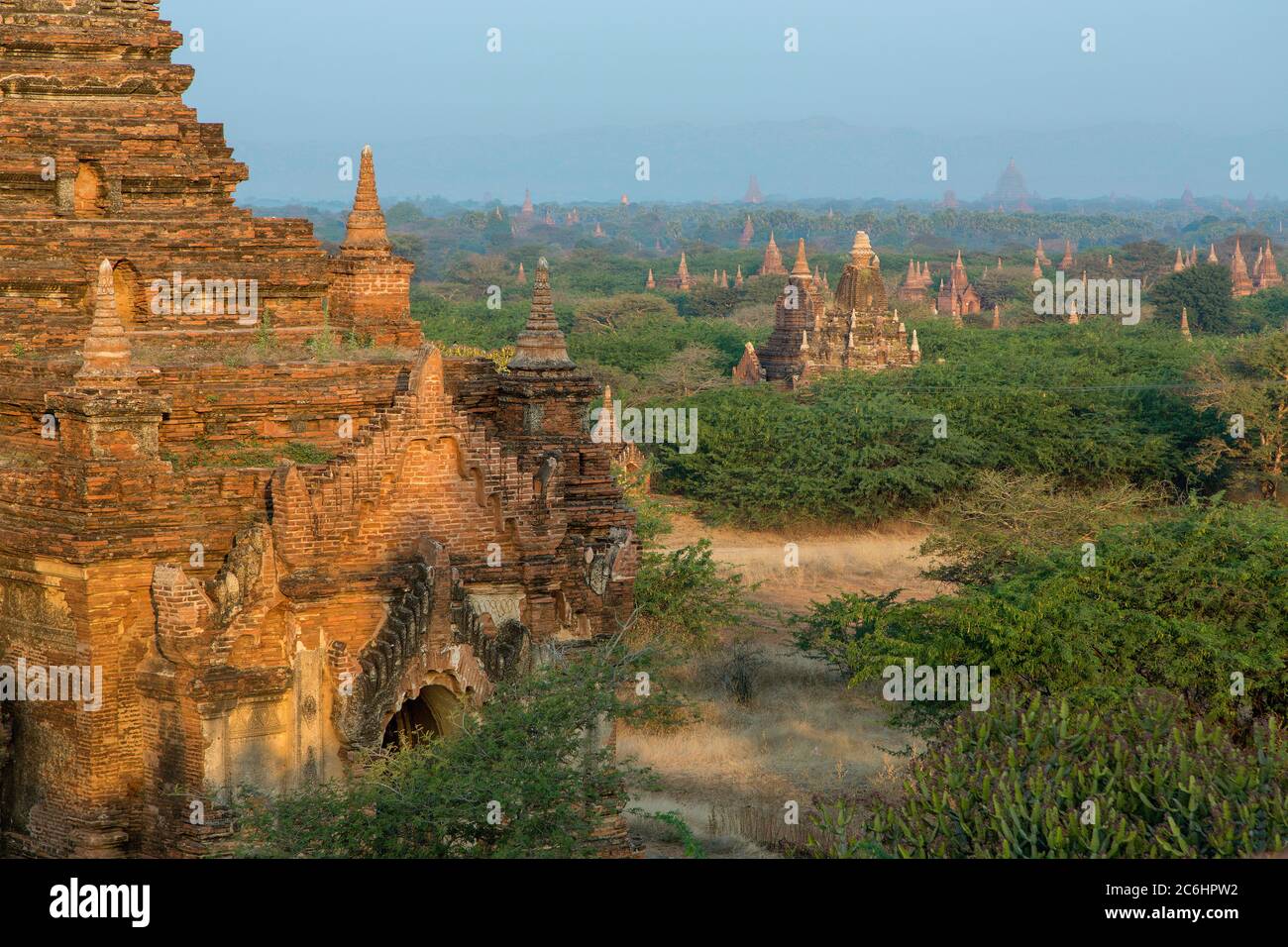 Beautiful old temples cover the landscape in Bagan, Myanmar Stock Photo ...