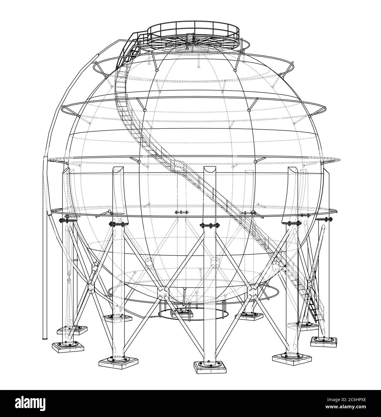 Spherical gas tank outline. 3D illustration Stock Photo - Alamy