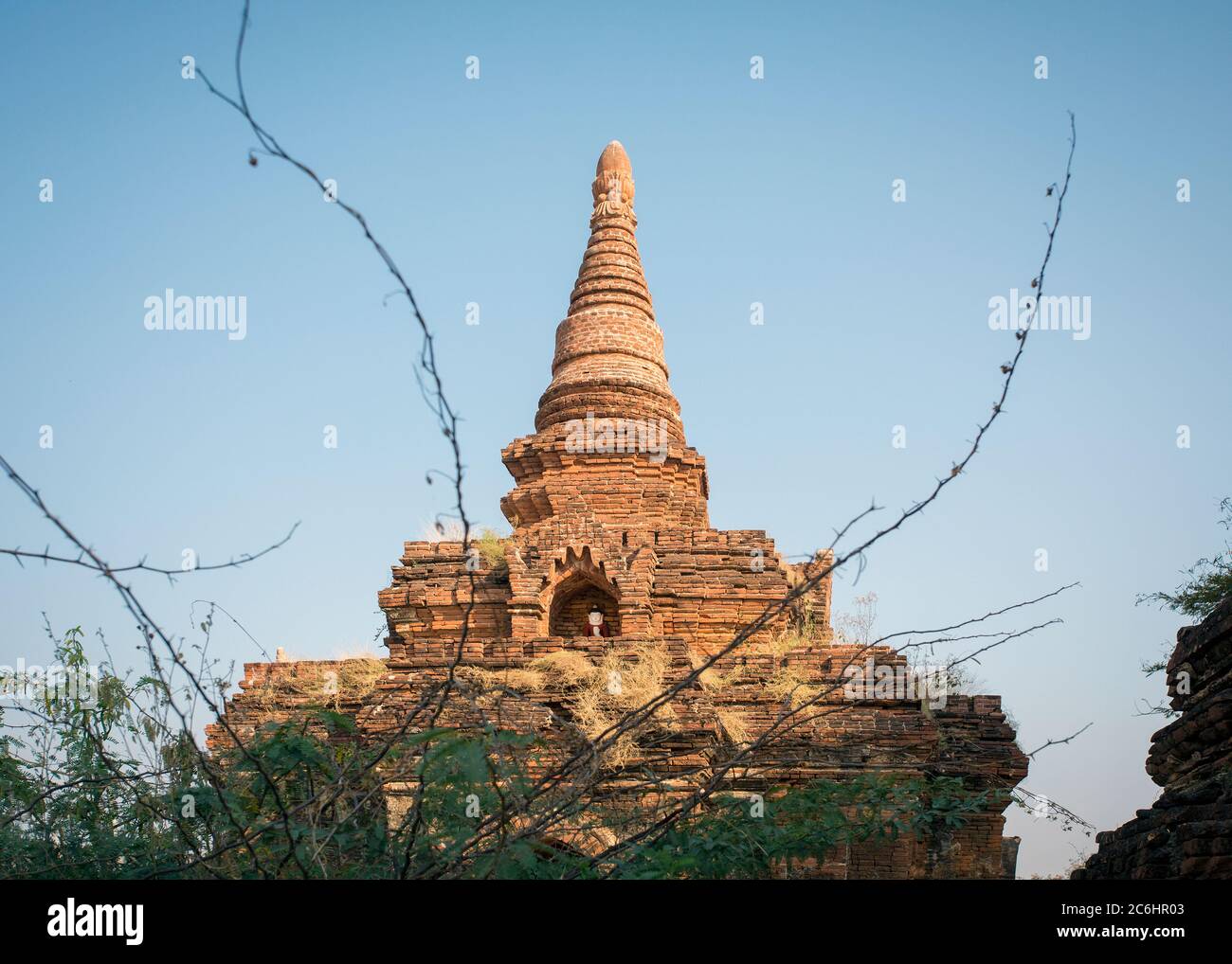Beautiful old temples cover the landscape in Bagan, Myanmar Stock Photo ...