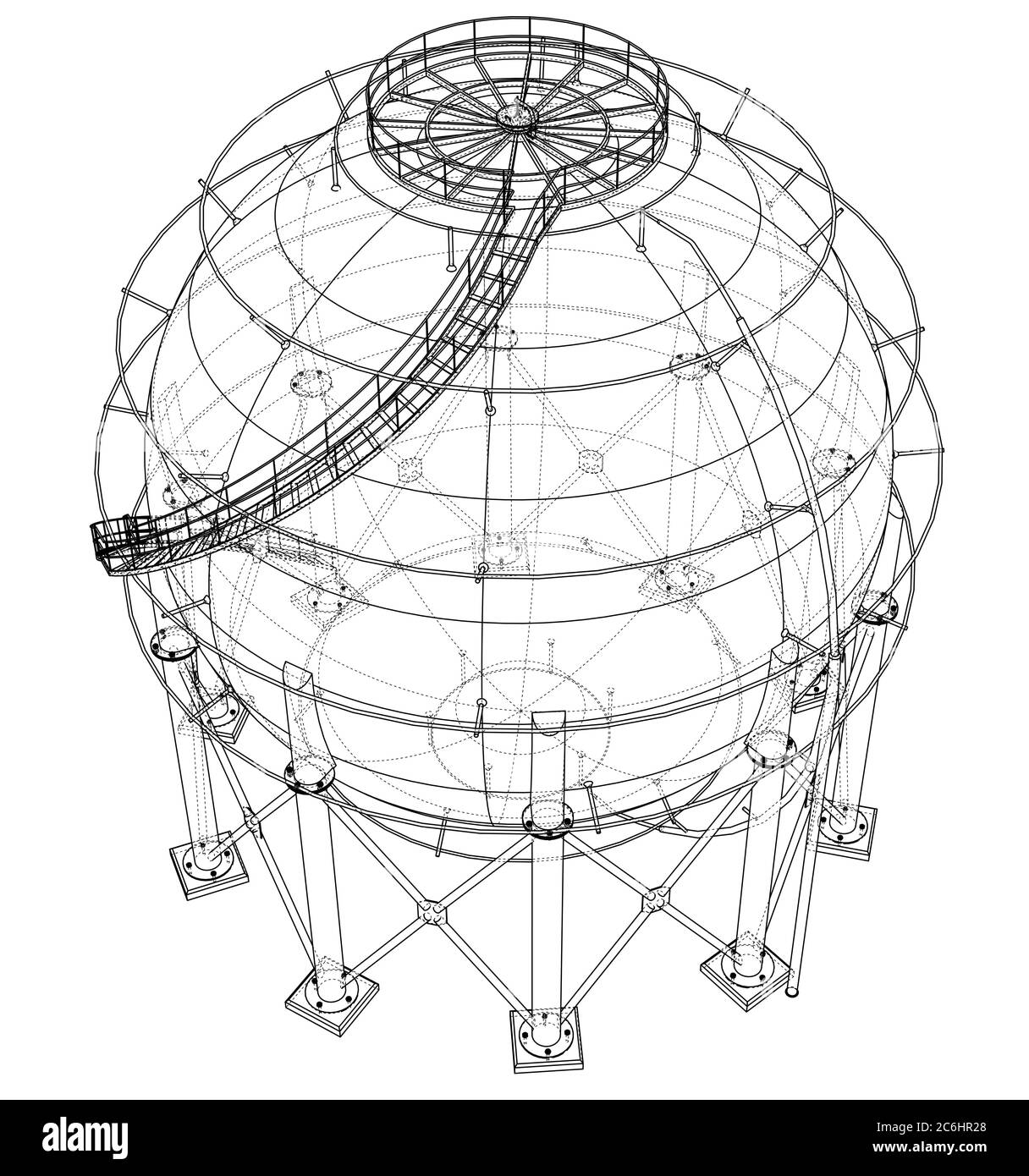 Spherical gas tank outline. 3D illustration Stock Photo - Alamy
