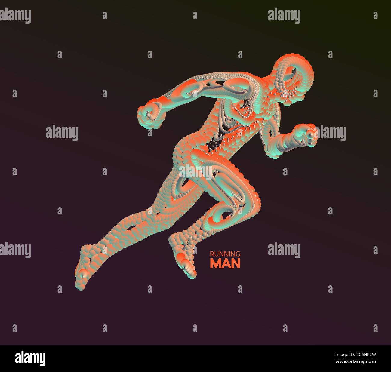 Running man. Emblem for marathon and jogging. 3d model of man. Vector ...