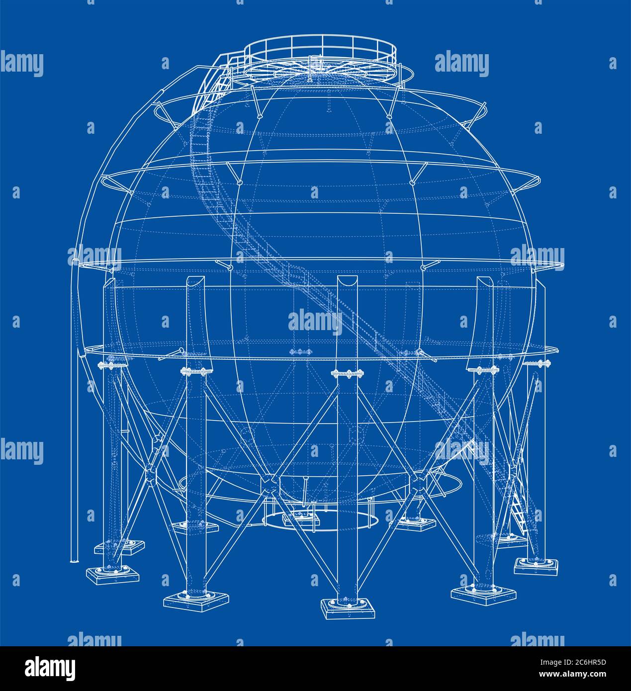 Spherical gas tank outline. 3D illustration Stock Photo - Alamy