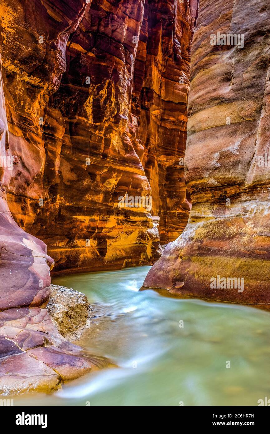 Hiking through the Amazing Wadi Mujib in Jordan Stock Photo - Alamy