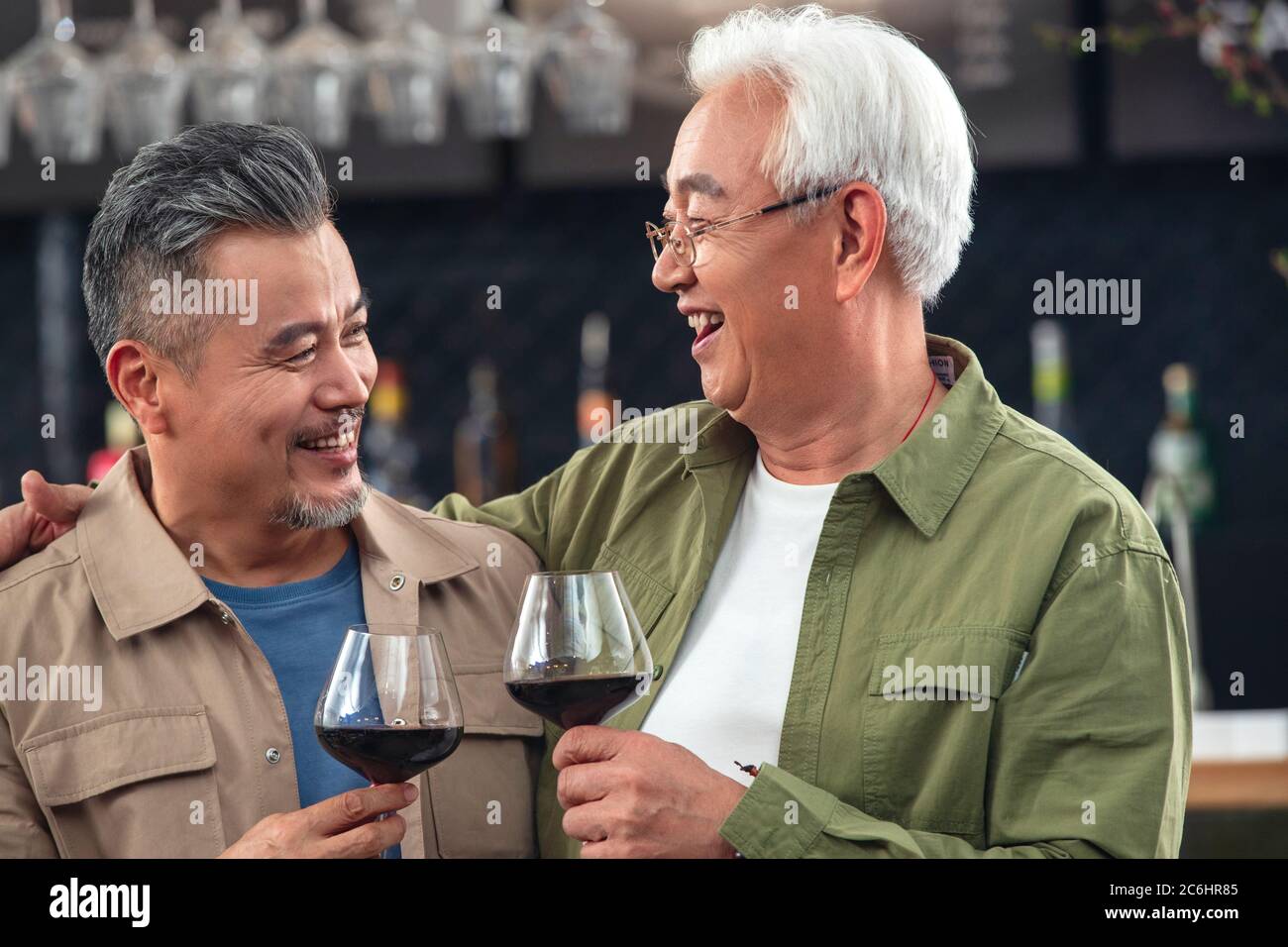 Happy old brothers to toast Stock Photo - Alamy