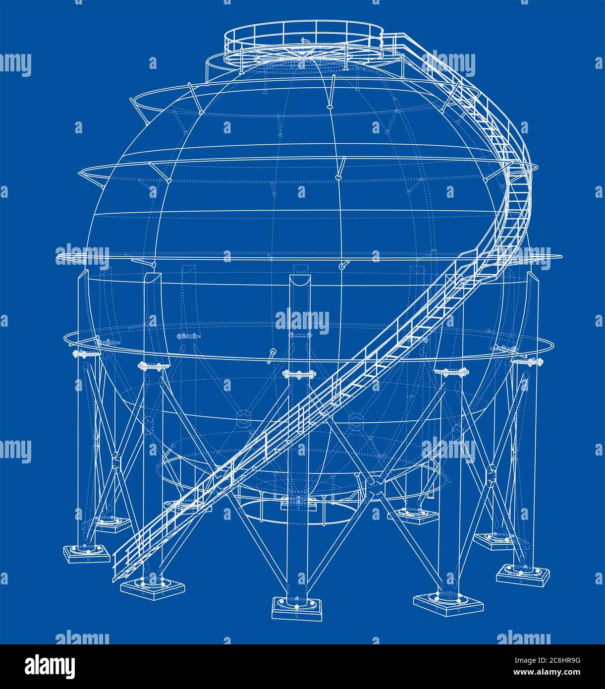 Spherical gas tank outline. 3D illustration Stock Photo - Alamy