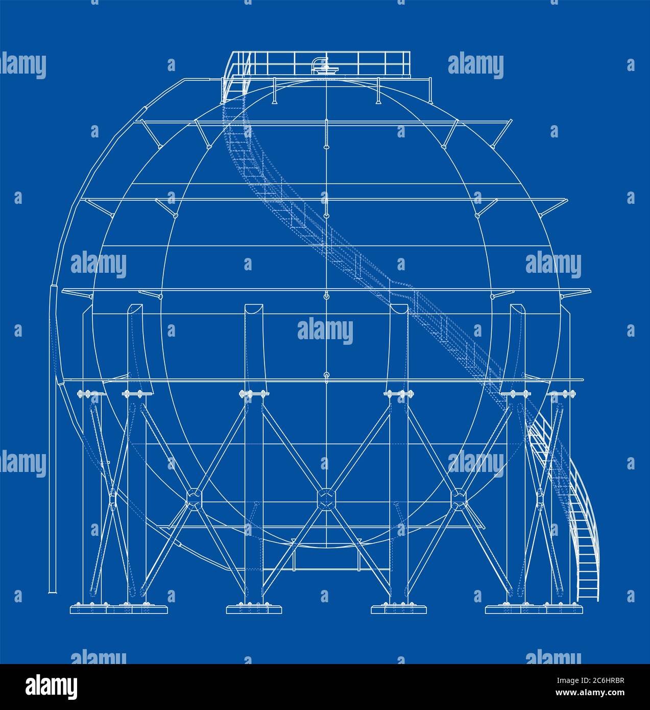 Spherical gas tank outline. 3D illustration Stock Photo - Alamy