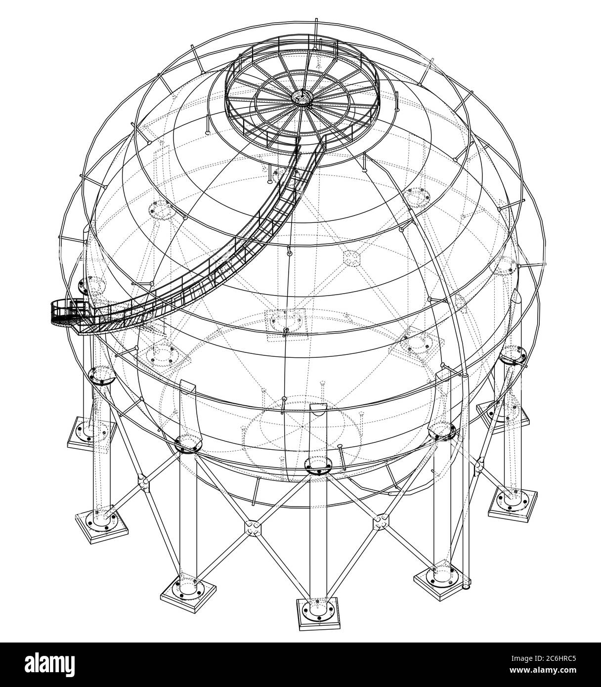 Spherical gas tank outline. 3D illustration Stock Photo - Alamy