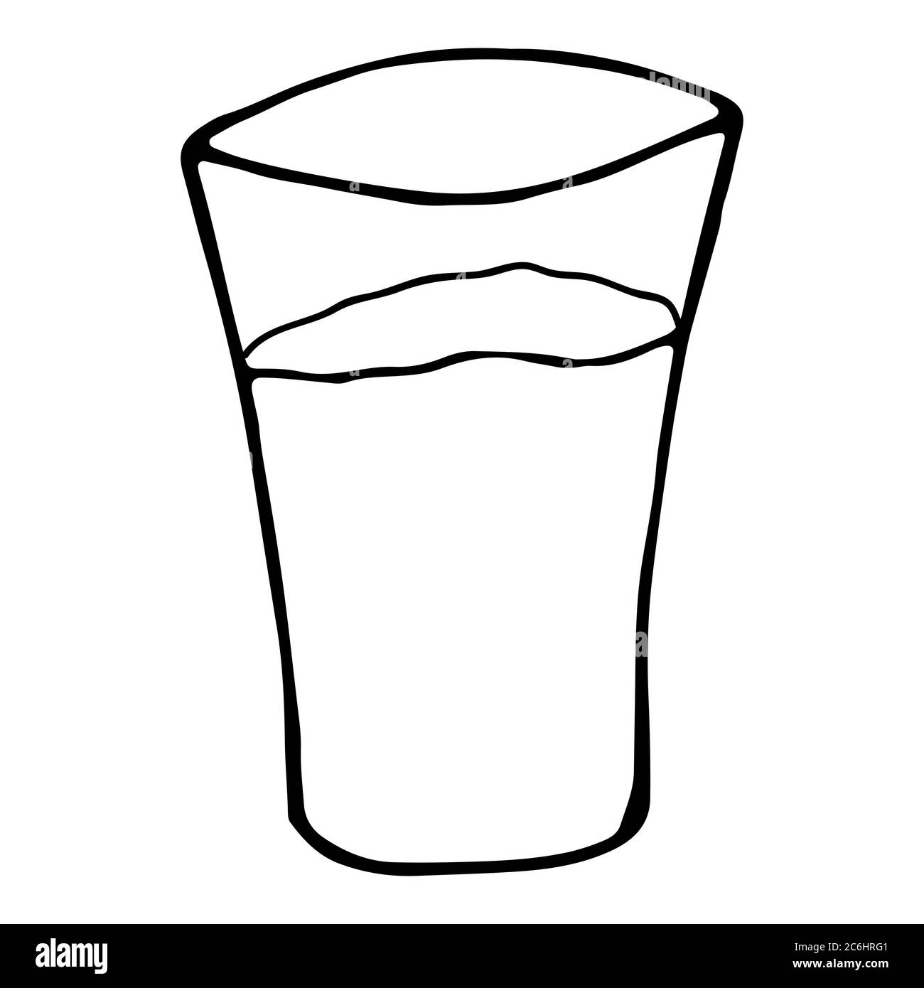 Hand drawn doodle glass shot. Contour sketch. Vector transparent ...