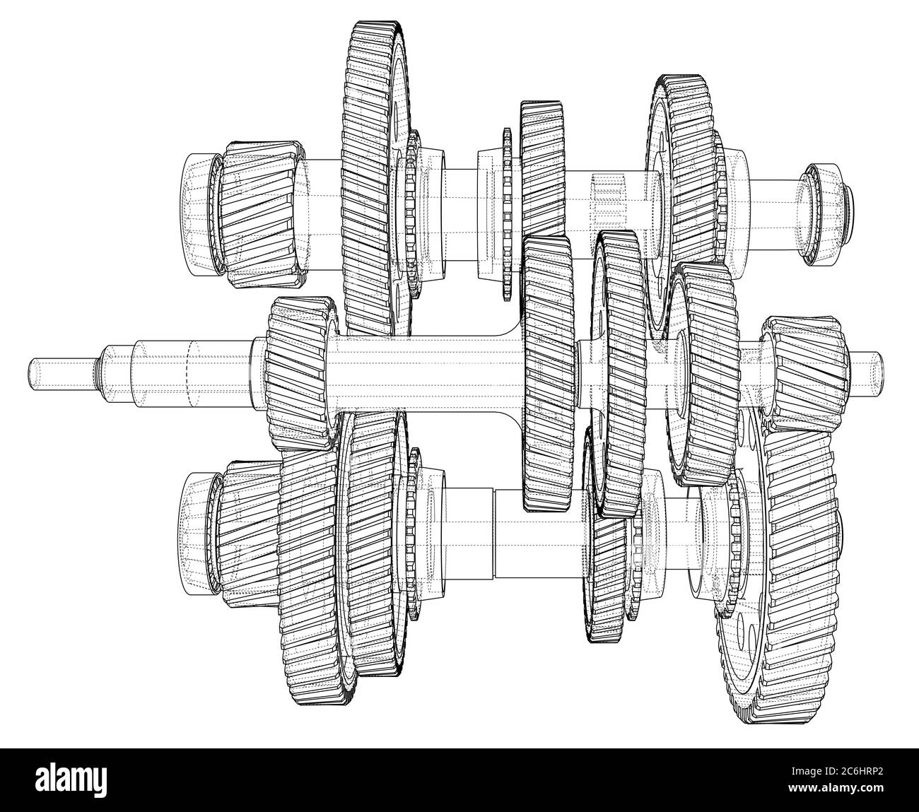 Outline gearbox concept. 3D illustration Stock Photo - Alamy