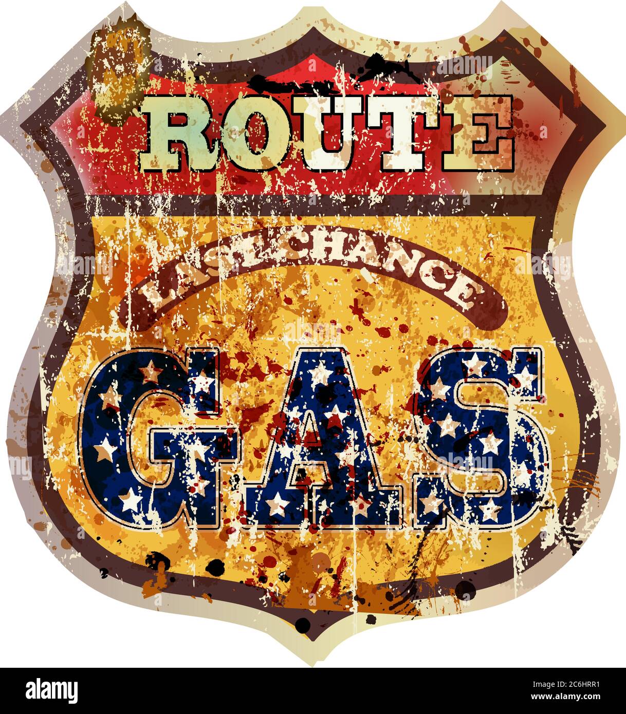 vintage route 66 gas sation sign, retro style vector illustration ...