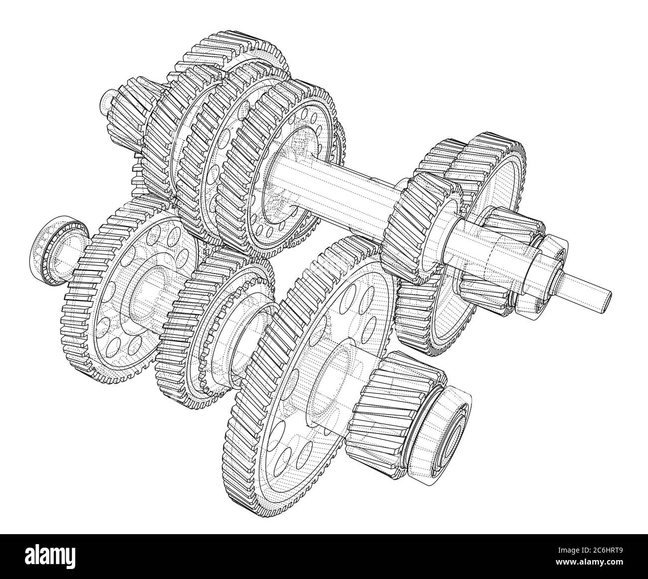 Outline gearbox concept. 3D illustration Stock Photo - Alamy