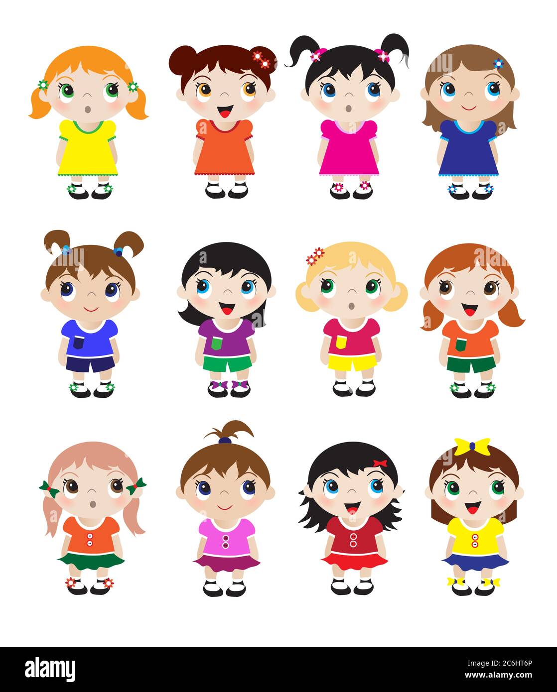 A set of cute little girl mascots. EPS10 vector format Stock Vector ...