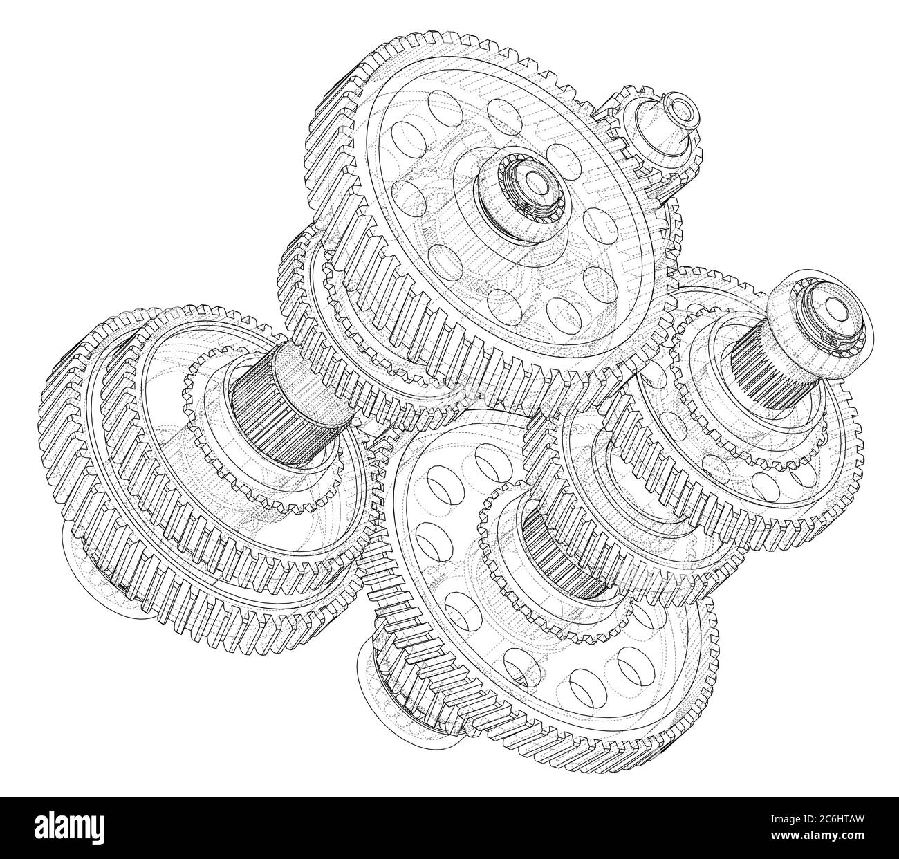Outline gearbox concept. 3D illustration Stock Photo - Alamy