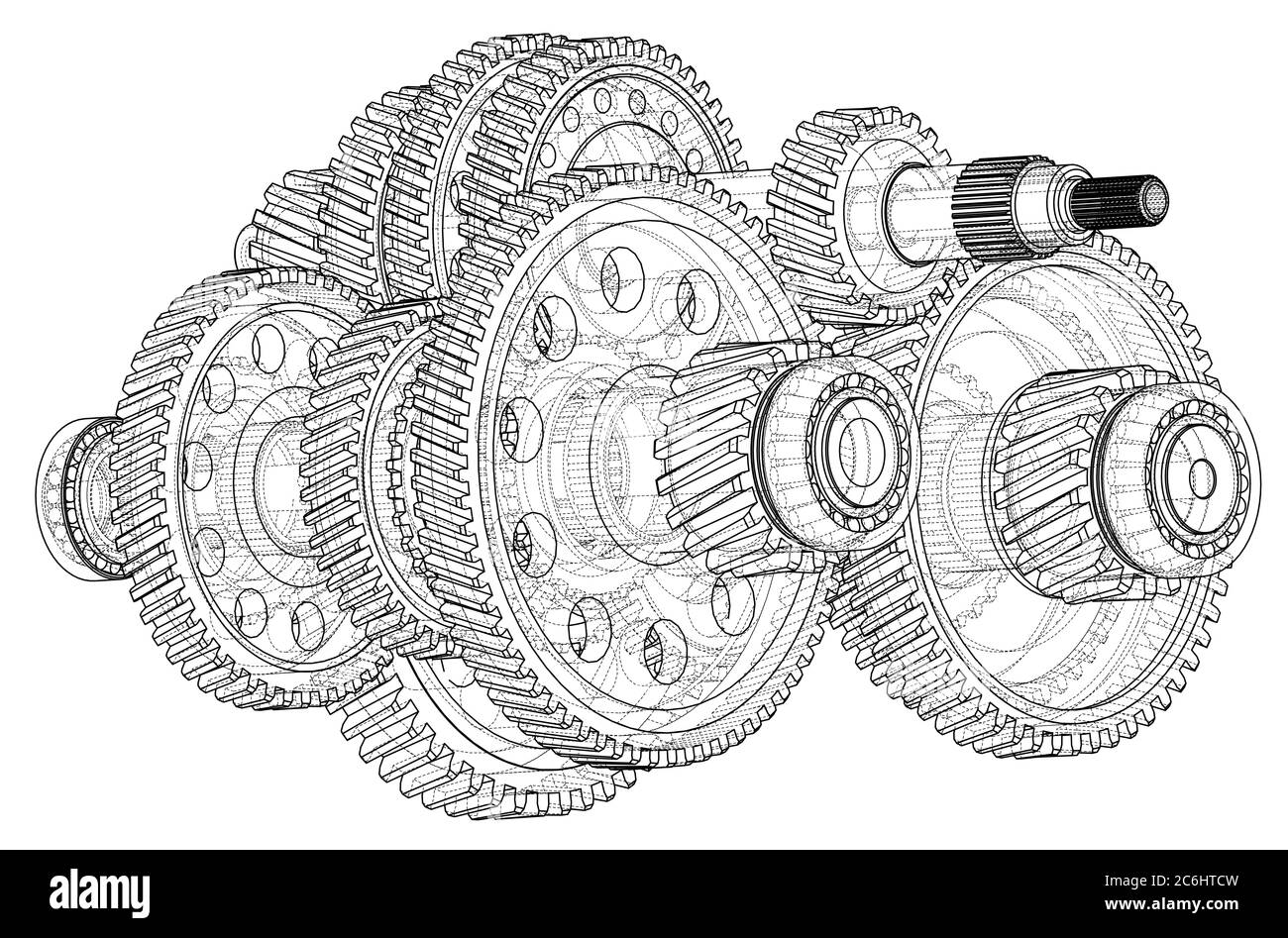 Outline gearbox concept. 3D illustration Stock Photo - Alamy