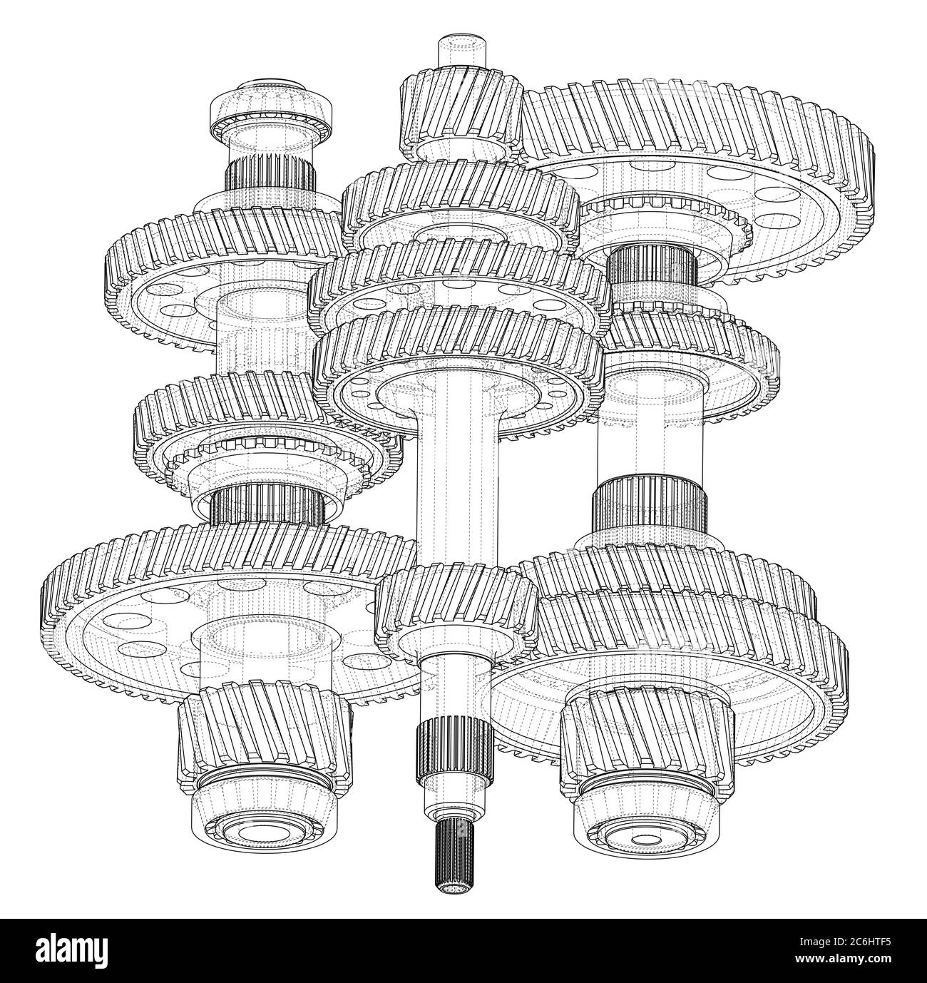 Outline gearbox concept. 3D illustration Stock Photo - Alamy
