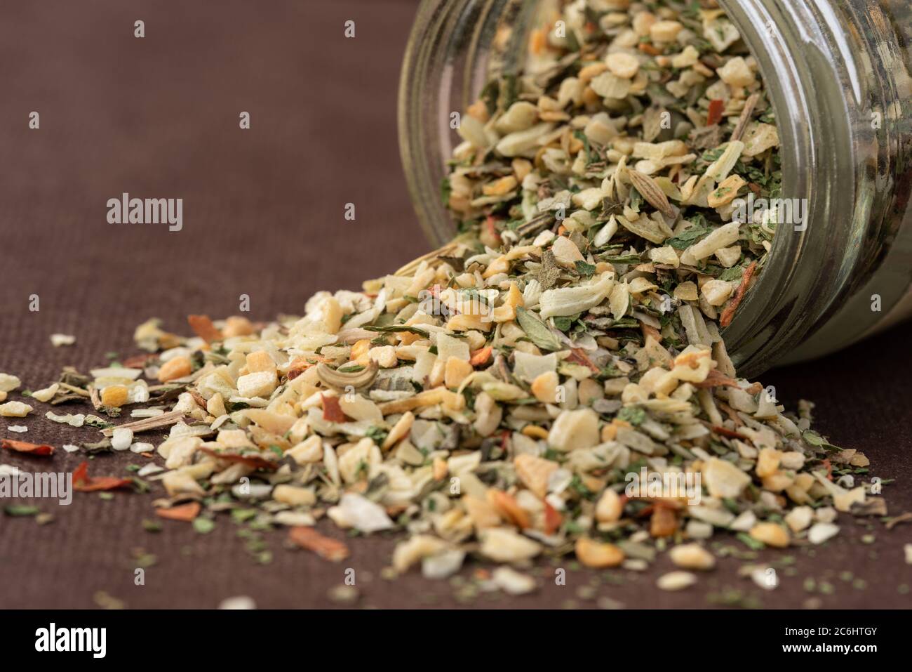 Pizza Seasoning Spilled from a Spice Jar Stock Photo - Alamy