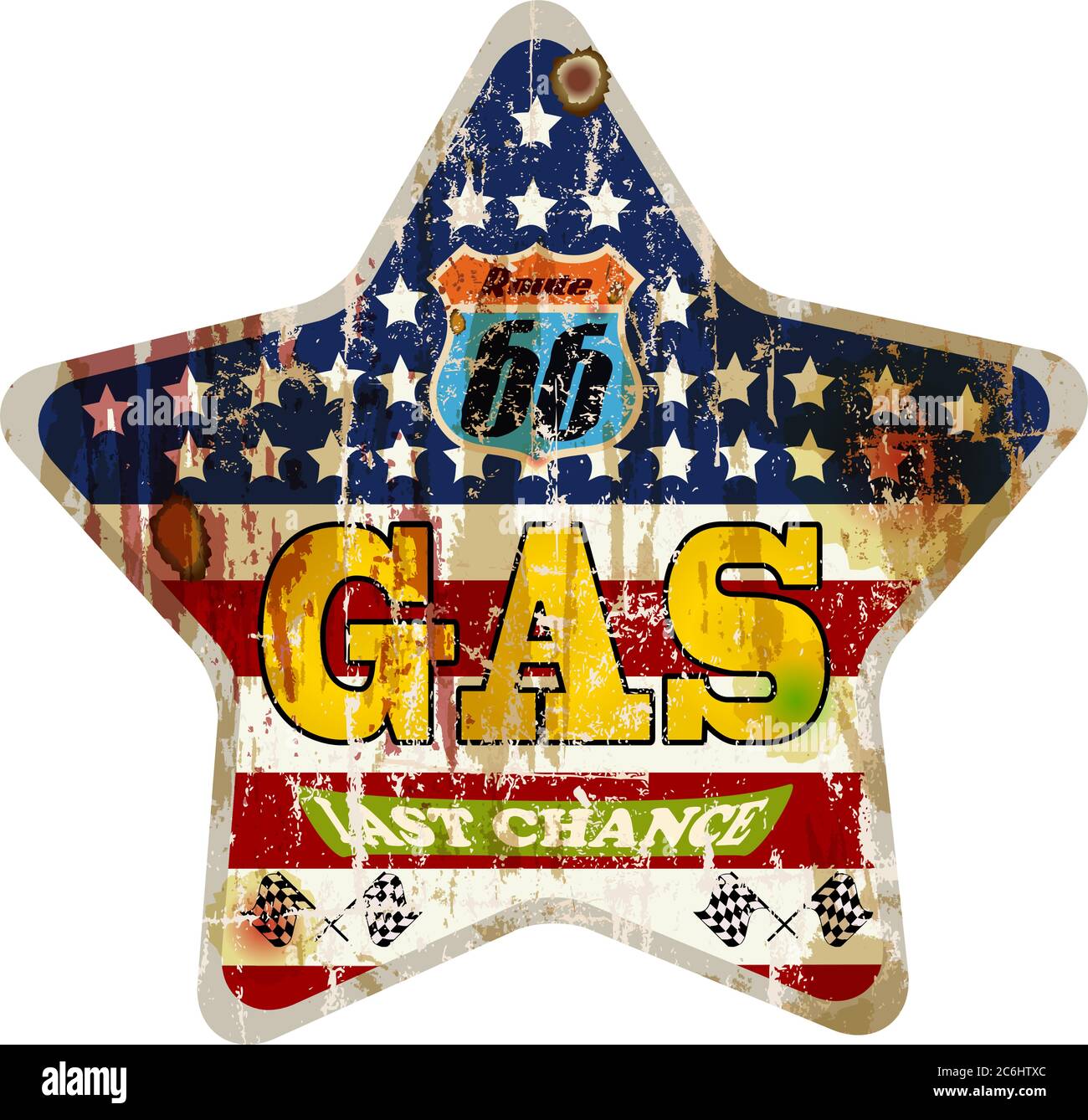 vintage route 66 gas sation sign, retro style vector illustration ...
